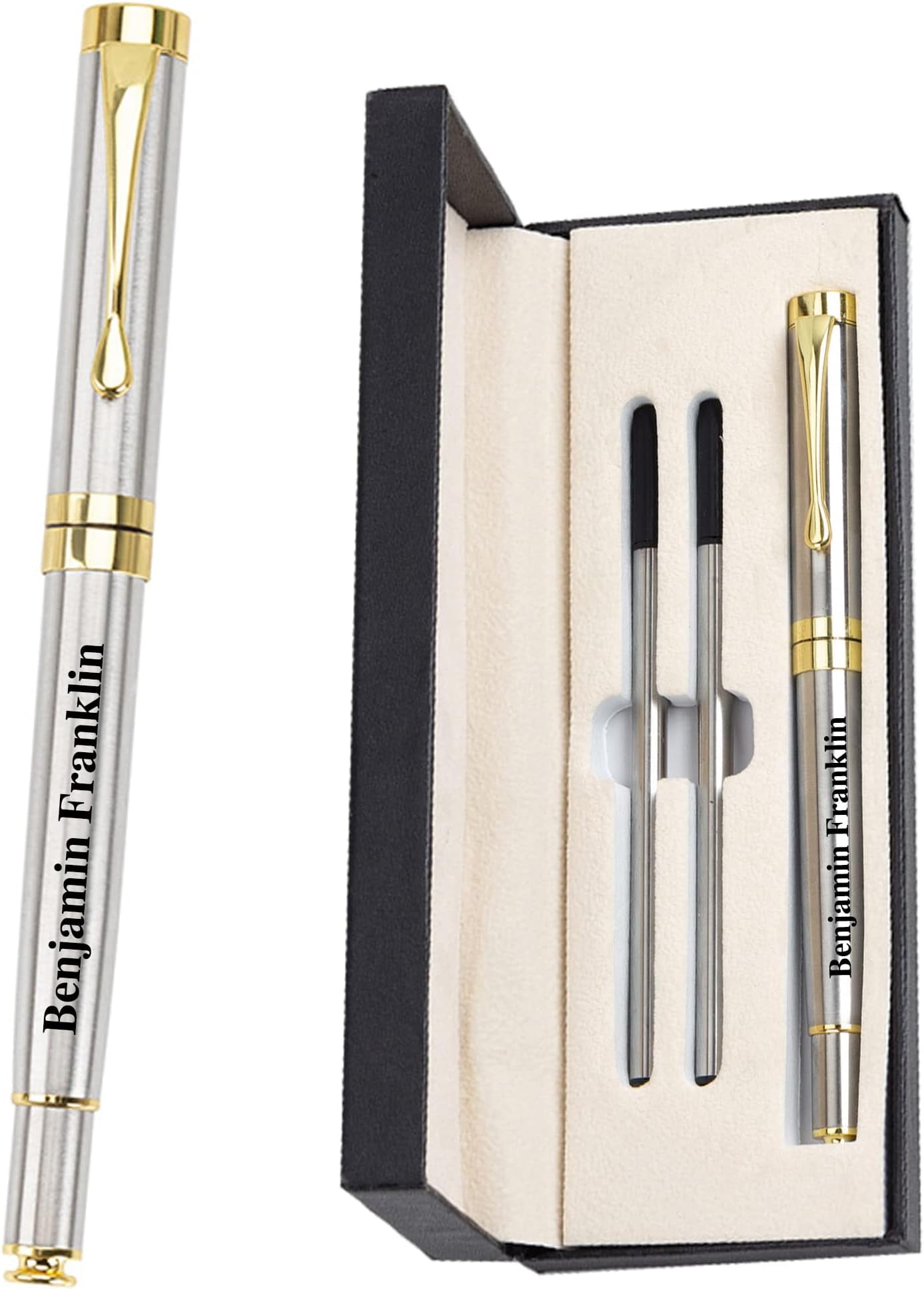 Personalized Text/Logo Ballpoint Pen with 3 Black Refills,Customed ...