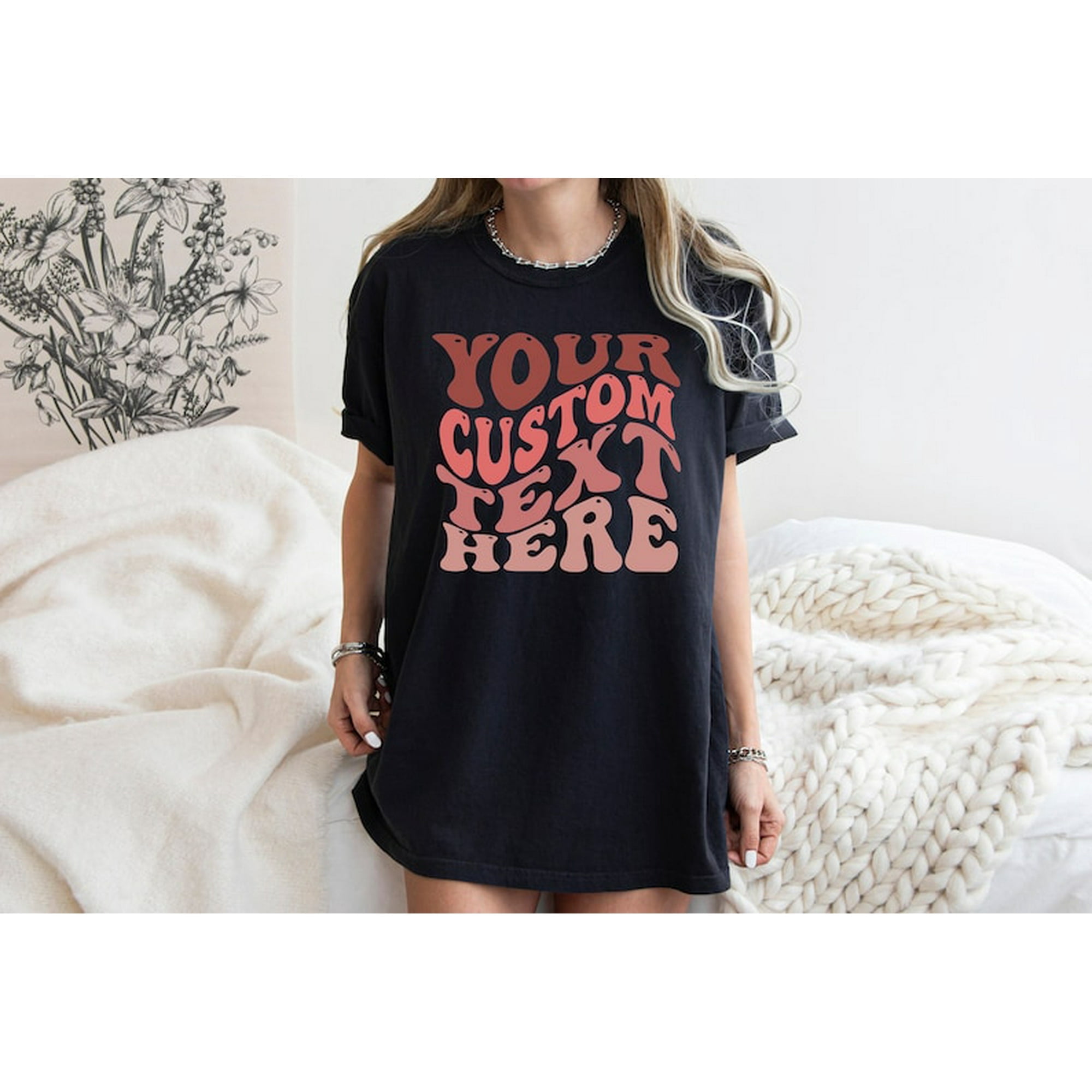 Personalized Text Shirt , Custom Wavy Text Shirt, Personalized T-Shirt ...