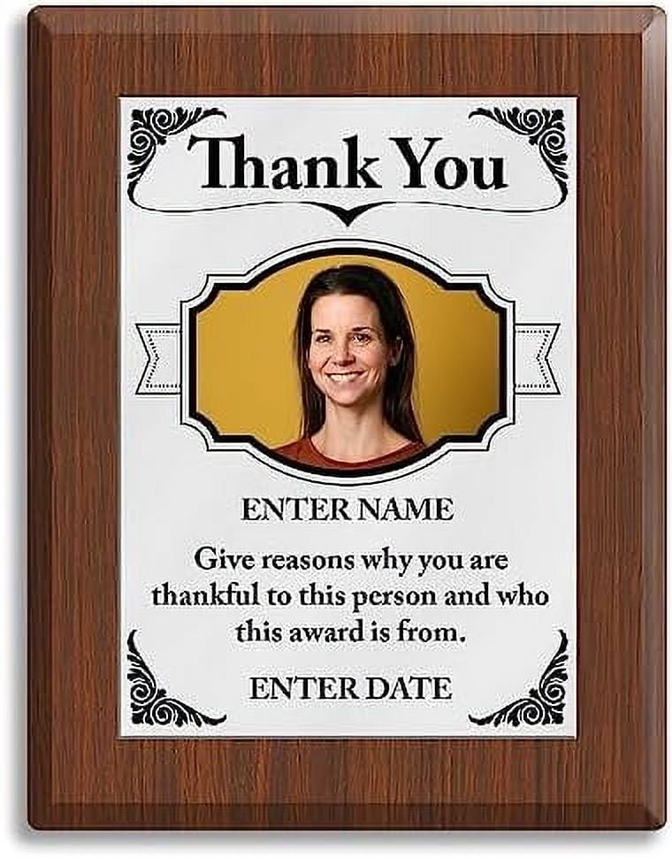 personalized thank you award plaque - full color printing - add your own text & photo upload ...