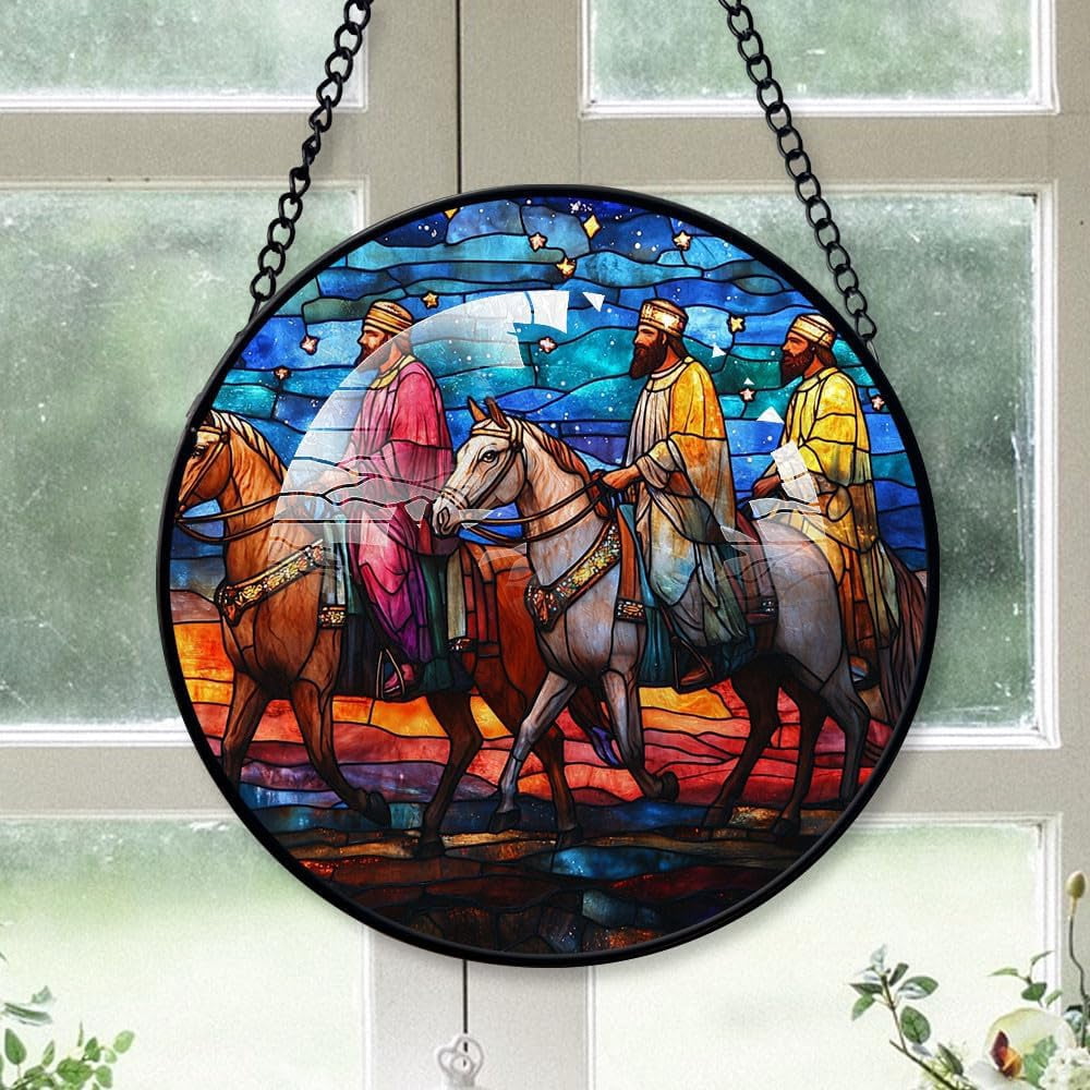 Personalized Three Wise Men Suncatcher Stained Glass, Three Wise Men ...