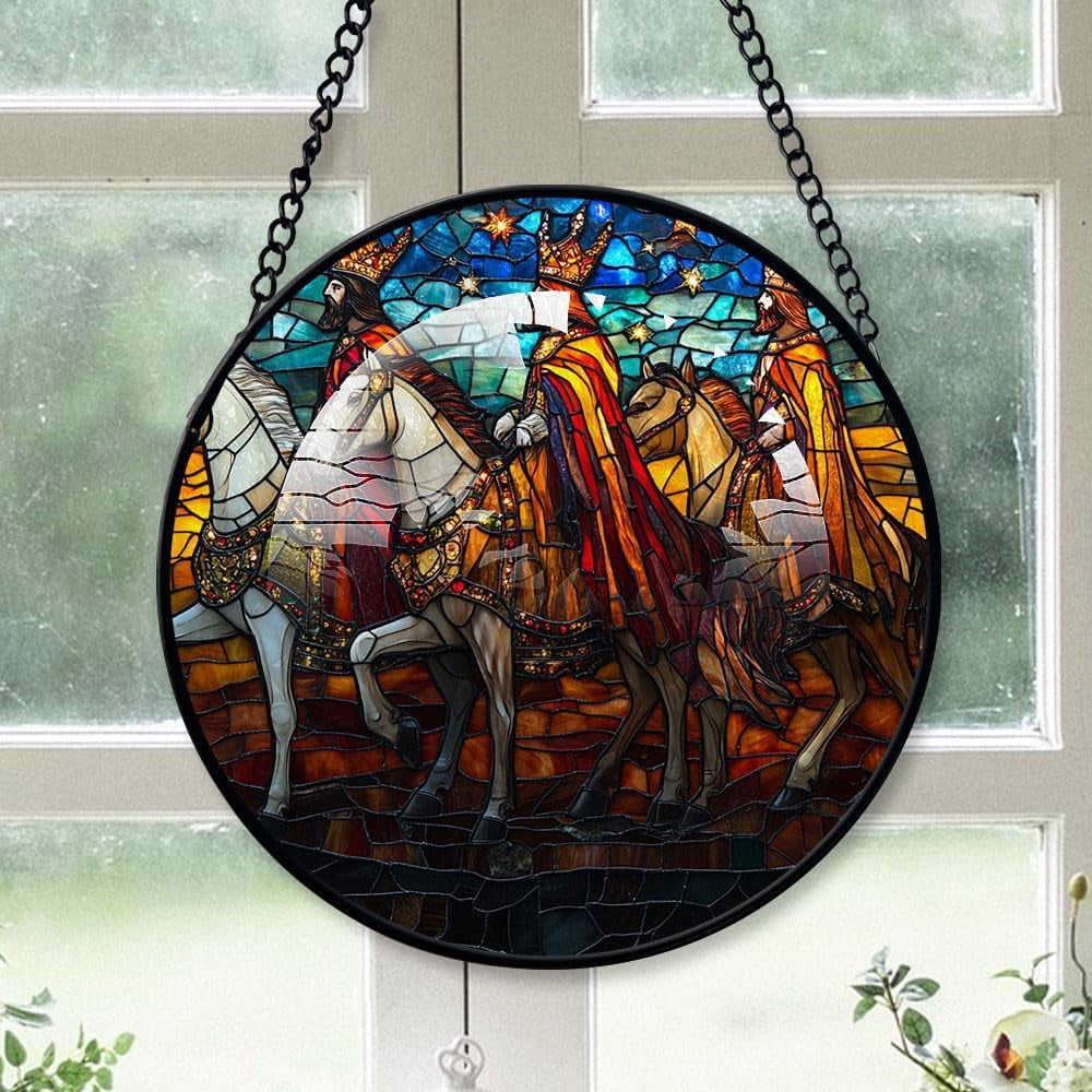 Personalized Three Wise Men Suncatcher Stained Glass, Three Wise Men ...