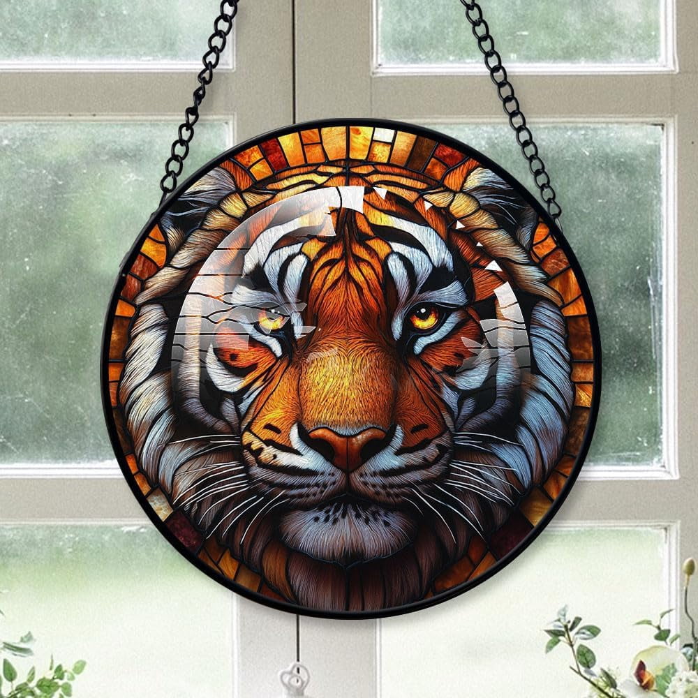 Personalized Tiger Suncatcher Stained Glass Suncatchers, Tiger Ornament ...