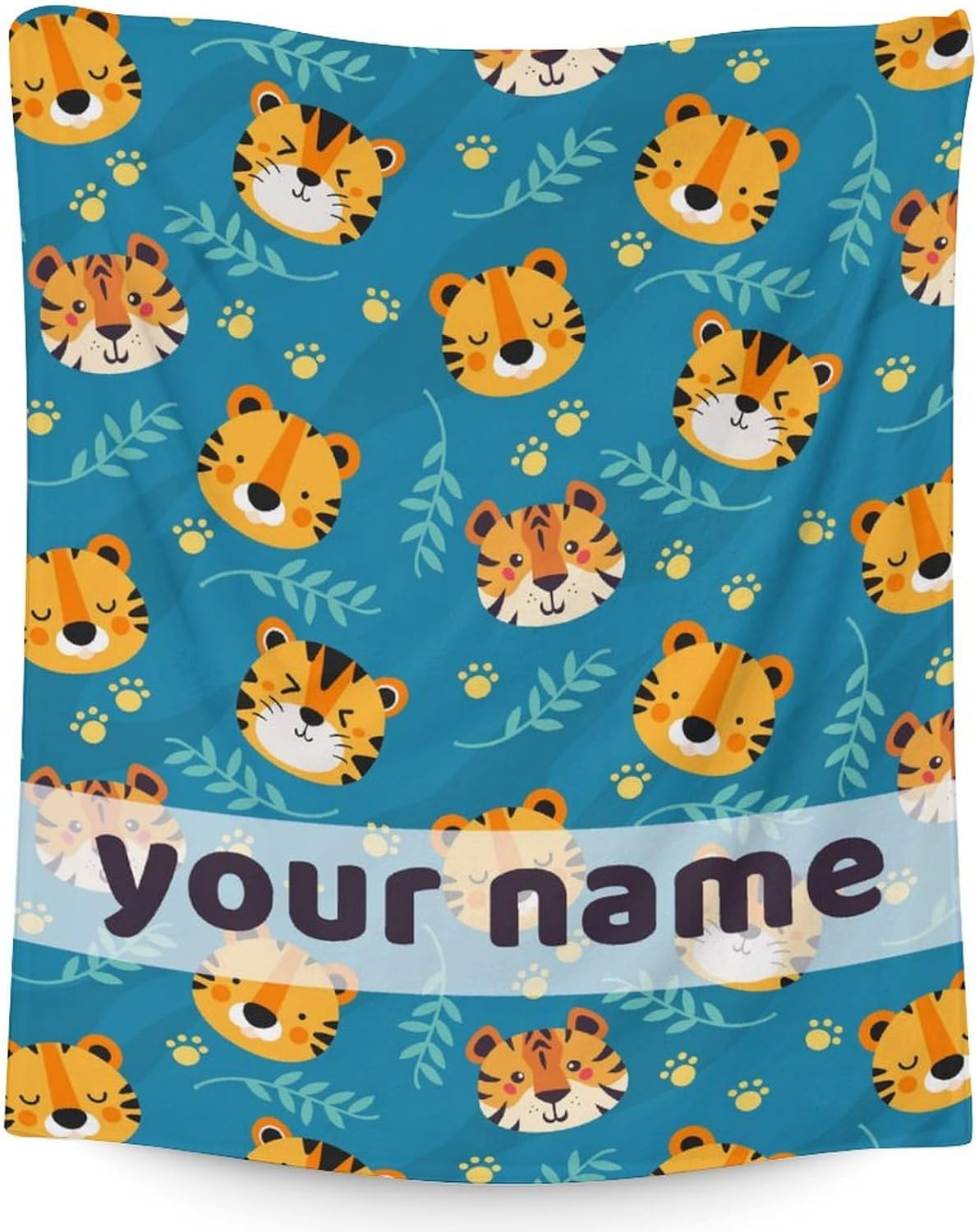 Personalized Tiger Throw Blanket with Name- Soft, Fuzzy & Warm- 30x40 ...