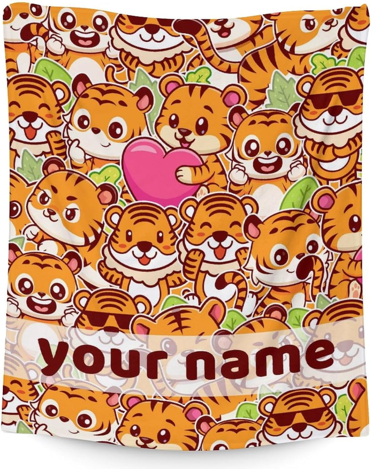 Personalized Tiger Throw Blanket with Name- Soft, Fuzzy & Warm- 30x40 ...