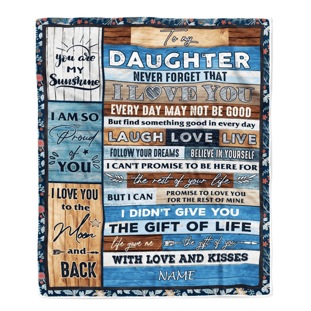 Personalized To My Daughter Blanket From Mom Dad I Love You Wood ...