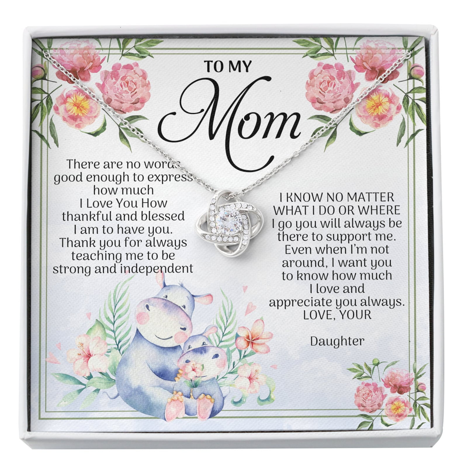 Personalized To My Mom Knot Necklace Mom Daughter Necklace For Mom Mother Jewelry Gift From ...