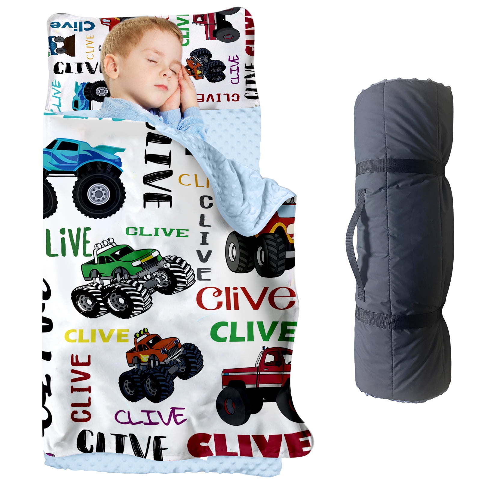 Personalized Toddler Nap Mat - Custom Name Slumber Bag with Monster ...