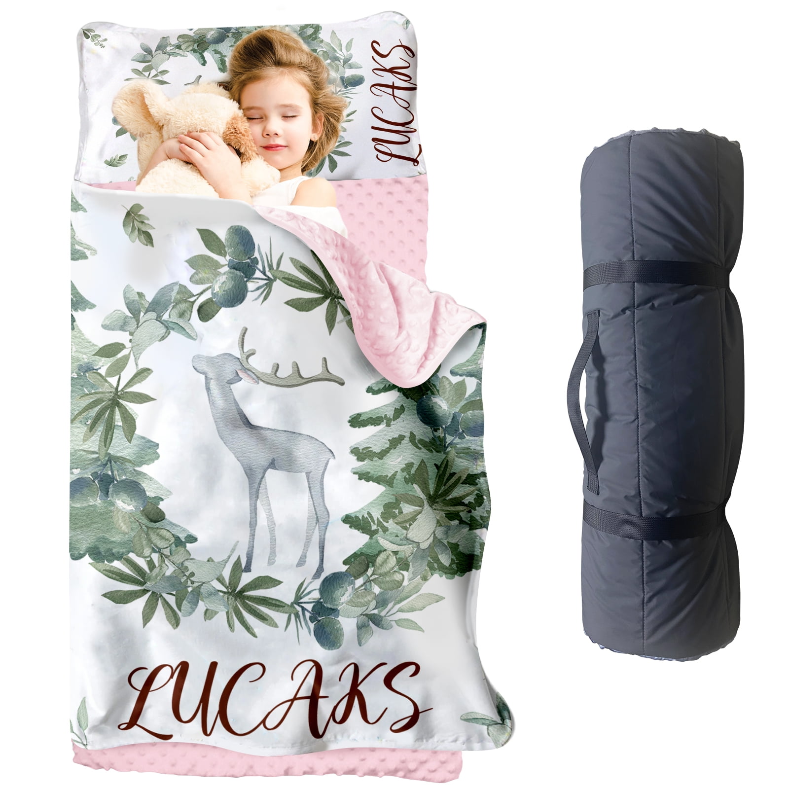 Personalized Toddler Nap Mat with Name – Elk Theme Roll-Up Sleeping Mat ...
