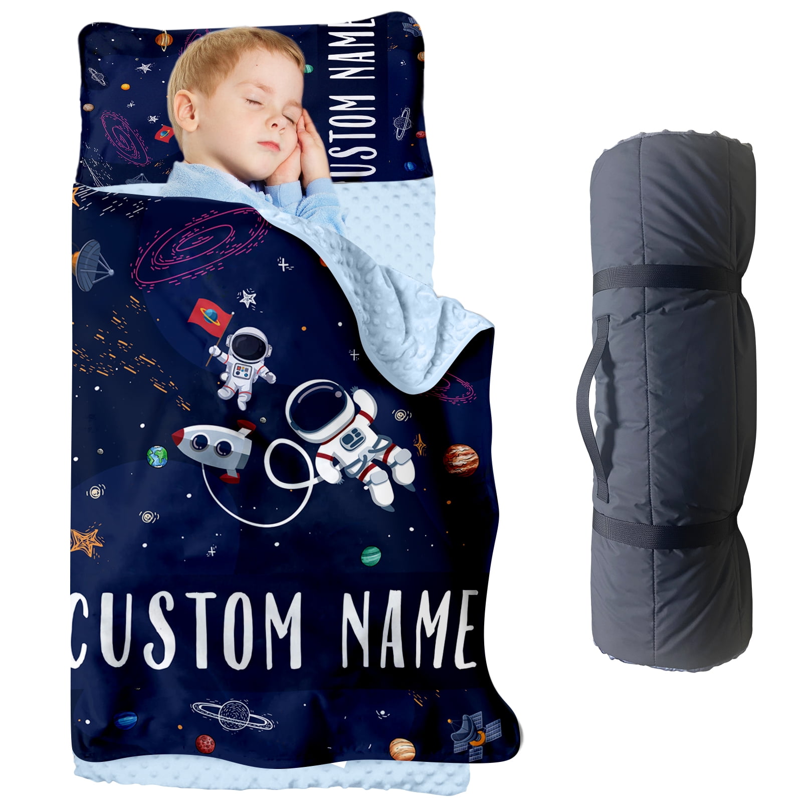 Personalized Toddler Nap Mats for Preschool, Custom Name Navy Space ...