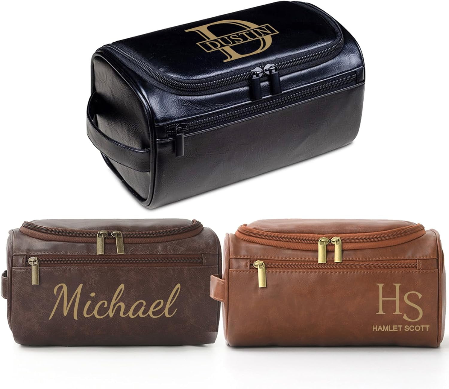 Personalized Toiletry Bag for Men – Custom Leather Travel Dopp Kit with ...
