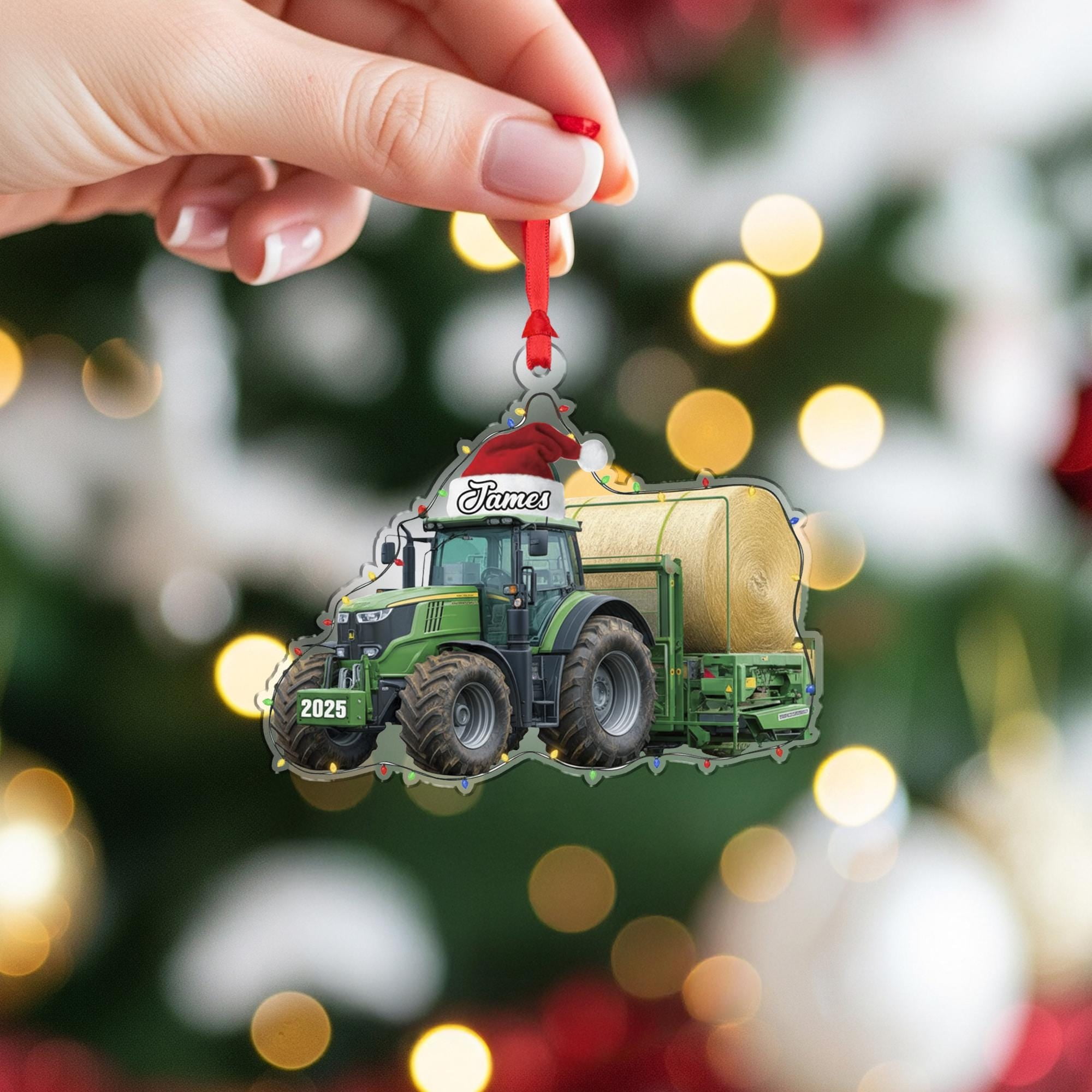 Personalized Tractor Acrylic Christmas Ornament 2025 Custom Name Farm ...