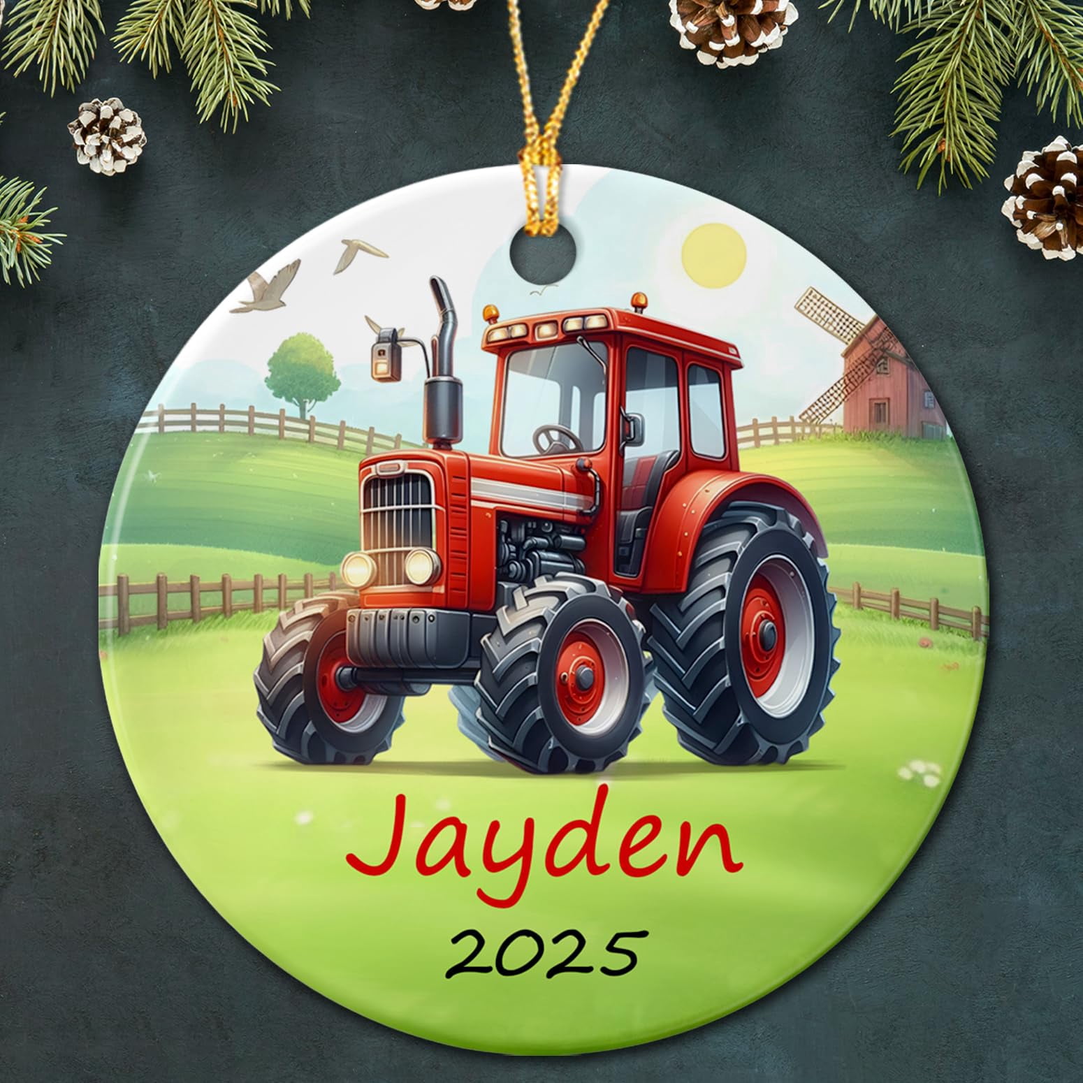 Personalized Tractor Ceramic Christmas Ornament Gift for Farmer Tractor ...