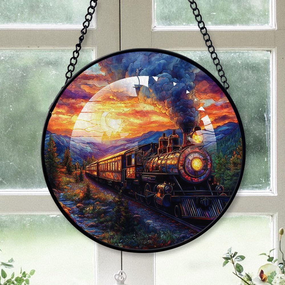 Personalized Train Suncatcher Stained Glass Suncatchers, Train Ornament ...