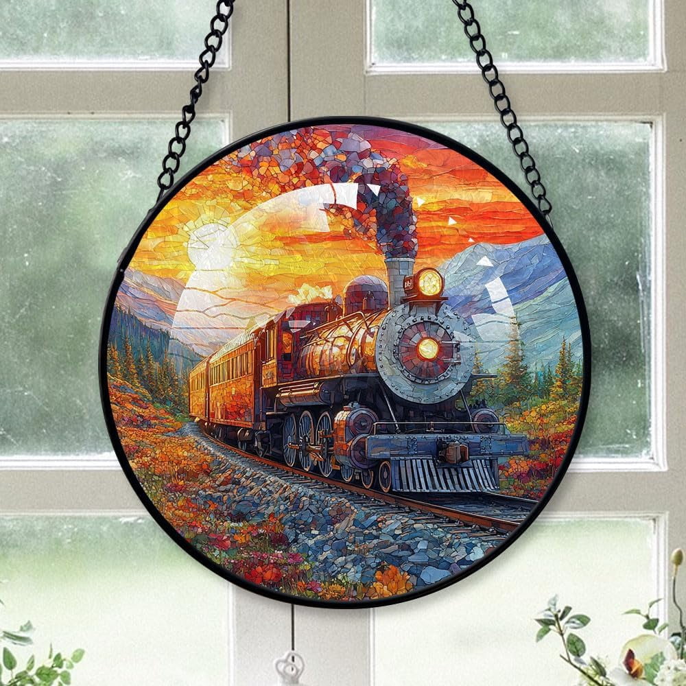 Personalized Train Suncatcher Stained Glass Suncatchers, Train Ornament ...