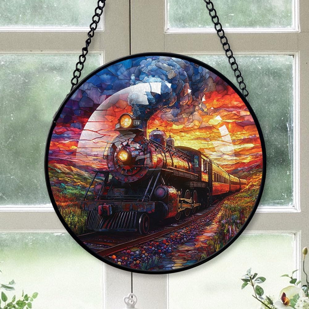 Personalized Train Suncatcher Stained Glass Suncatchers, Train Ornament ...