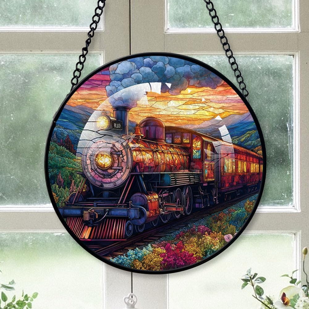 Personalized Train Suncatcher Stained Glass, Train Originally Designed ...
