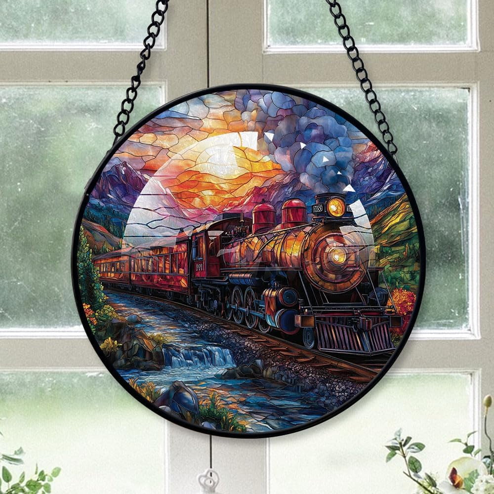 Personalized Train Suncatcher Stained Glass, Train Originally Designed ...