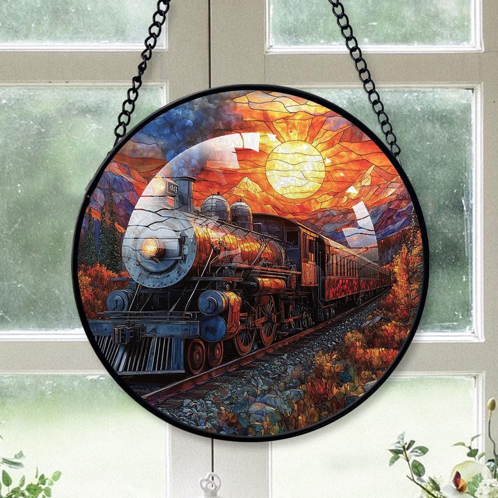 Personalized Train Suncatcher Stained Glass, Train Originally Designed ...