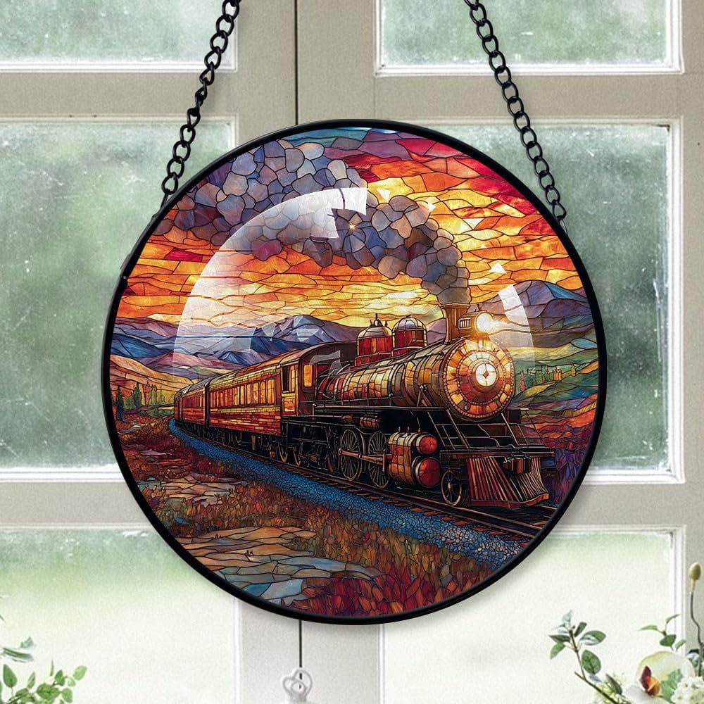Personalized Train Suncatcher Stained Glass, Train Stained Glass Window ...