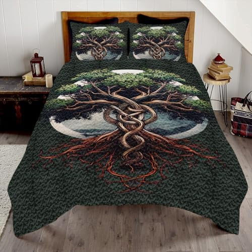 Personalized Tree of Life Quilt Pattern - Abstract Bedding King Soft ...
