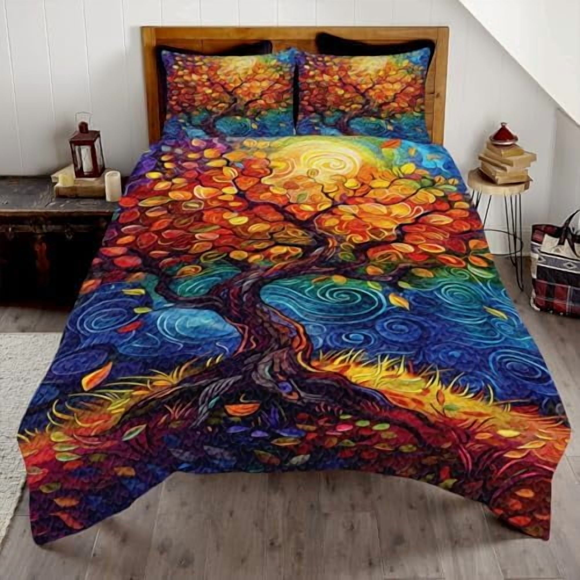 Personalized Tree of Life Quilt Pattern - Abstract Bedding King Soft ...