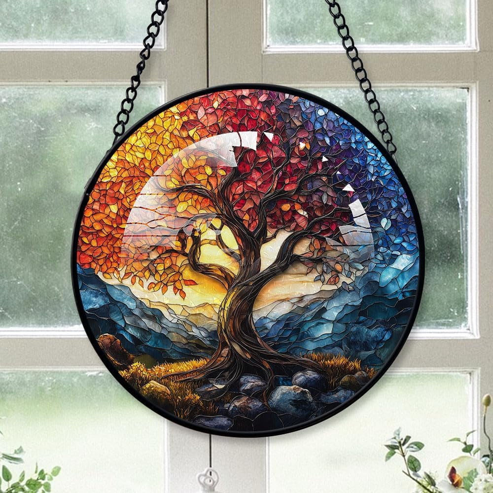Personalized Tree of Life Suncatcher Stained Glass, Tree of Life Gifts for Women, Tree of Life ...