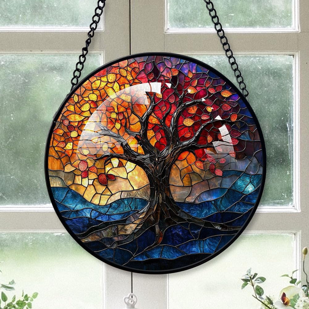 Personalized Tree of Life Suncatcher Stained Glass, Tree of Life ...