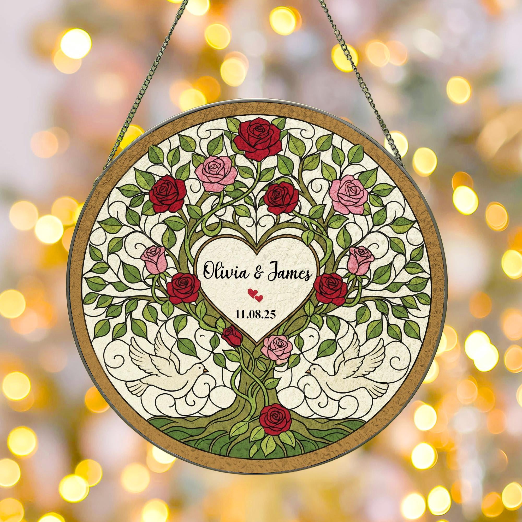 Personalized Tree of Life Glass Suncatcher, Custom Names & Date Wedding ...