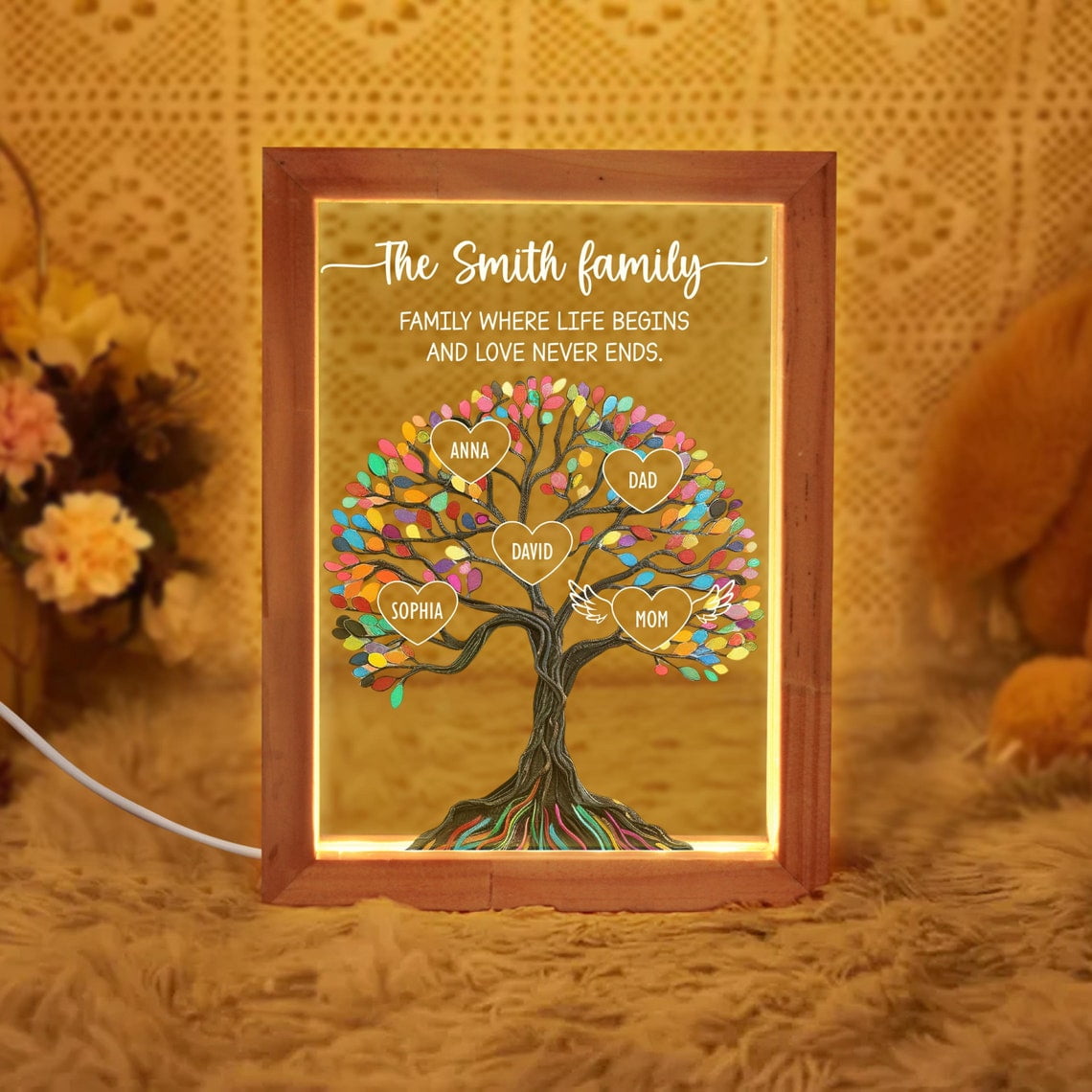 Personalized Tree of Life Night Light, Family Tree Lamp with Custom ...