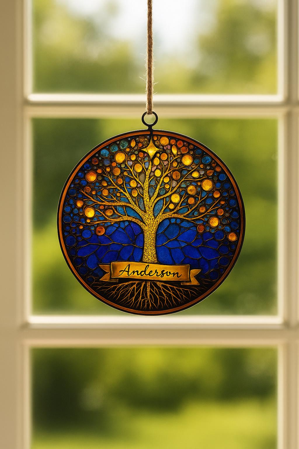Personalized Tree of Life Suncatcher, Custom Family Name Window ...