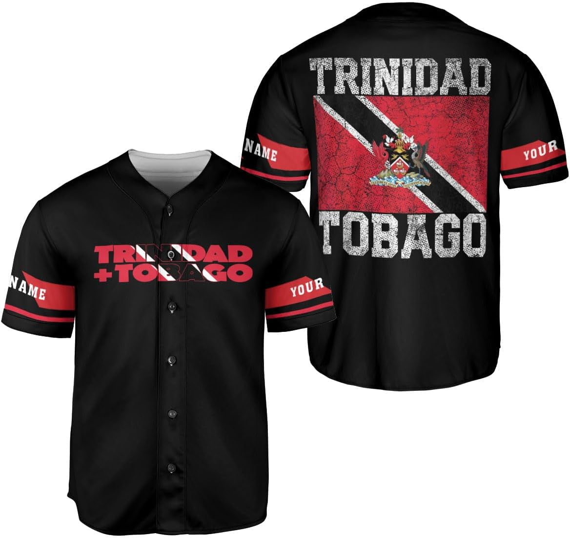 Personalized Trinidad & Tobago Baseball Jersey, Trinidad and Tobago ...