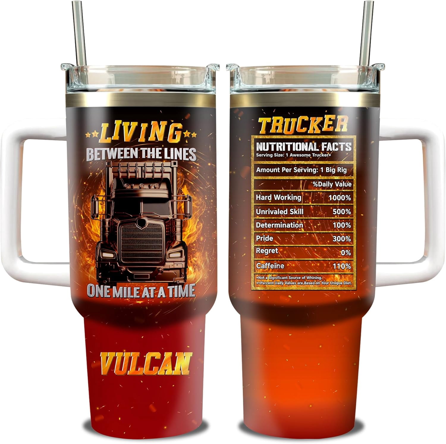 Personalized Truck Tumbler 40oz with Handle and Straw Custom Name ...
