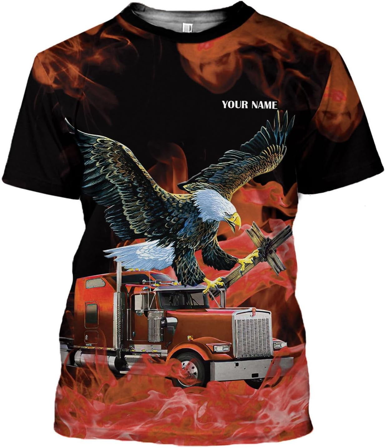 Personalized Trucker Shirt Custom US Flag Truck Driver Hoodie T-Shirt ...