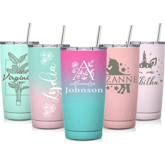 Personalized Tumbler 20 OZ Custom Travel Tumbler With Lid And Straw ...