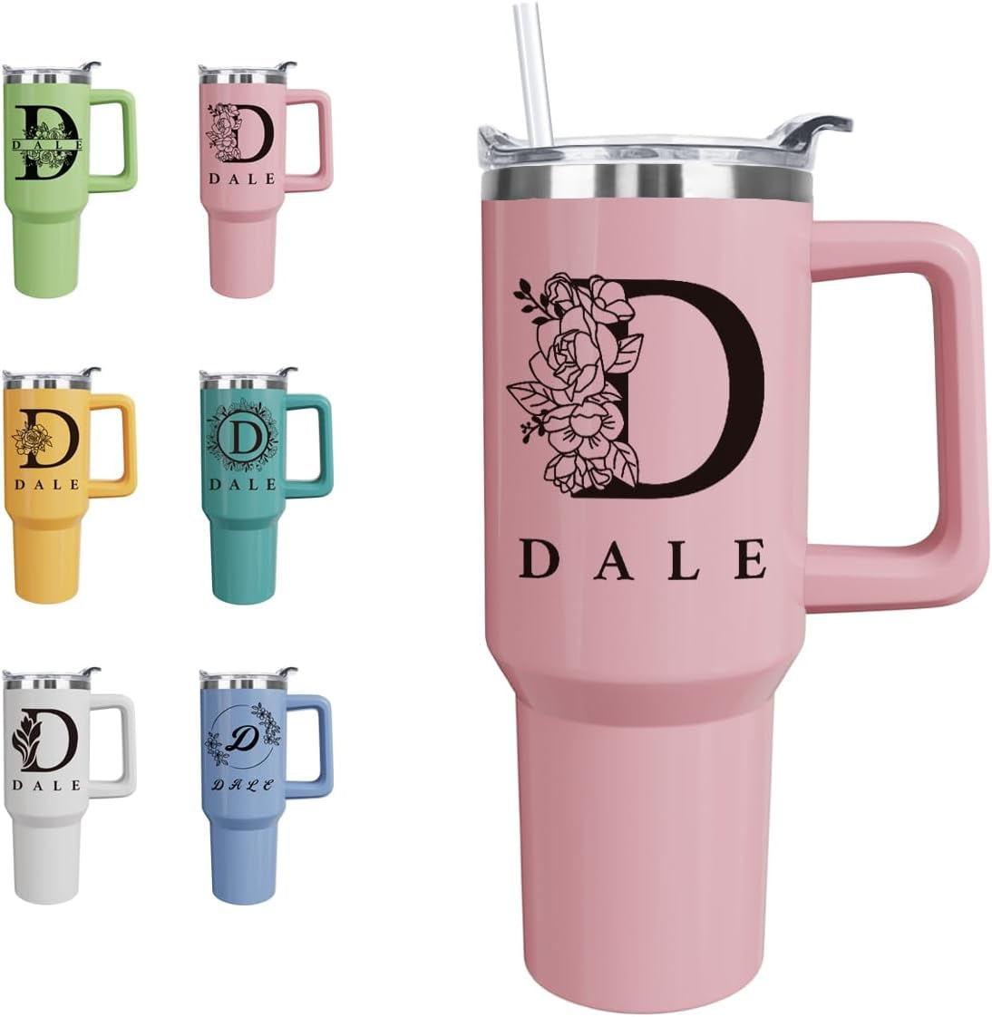 Personalized Tumbler with Handle 40oz Custom Stainless Steel Insulated ...