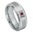 Personalized Tungsten Wedding Band - 0.07ct Solitaire Ruby Ring - 8mm ...