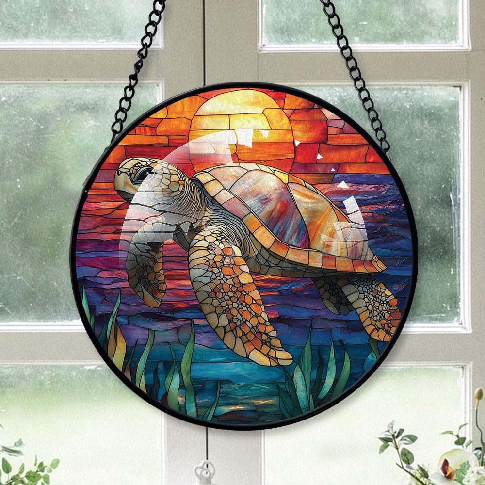 Personalized Turtle Suncatcher Stained Glass Suncatchers, Turtle ...