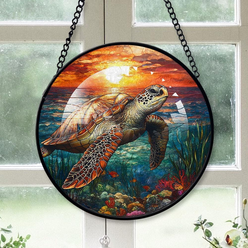 Personalized Turtle Suncatcher Stained Glass Suncatchers, Turtle ...