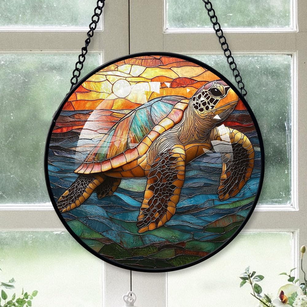 Personalized Turtle Suncatcher Stained Glass Suncatchers, Turtle ...