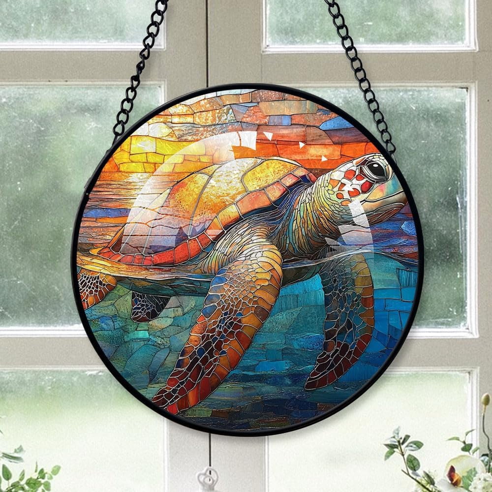 Personalized Turtle Suncatcher Stained Glass, Turtle Gifts for Women ...