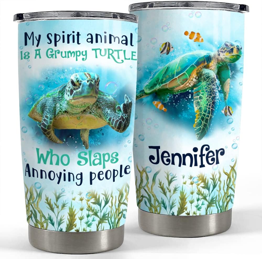 Personalized Turtle Tumbler Spirit Animal Funny 20oz 30oz Tumblers with ...