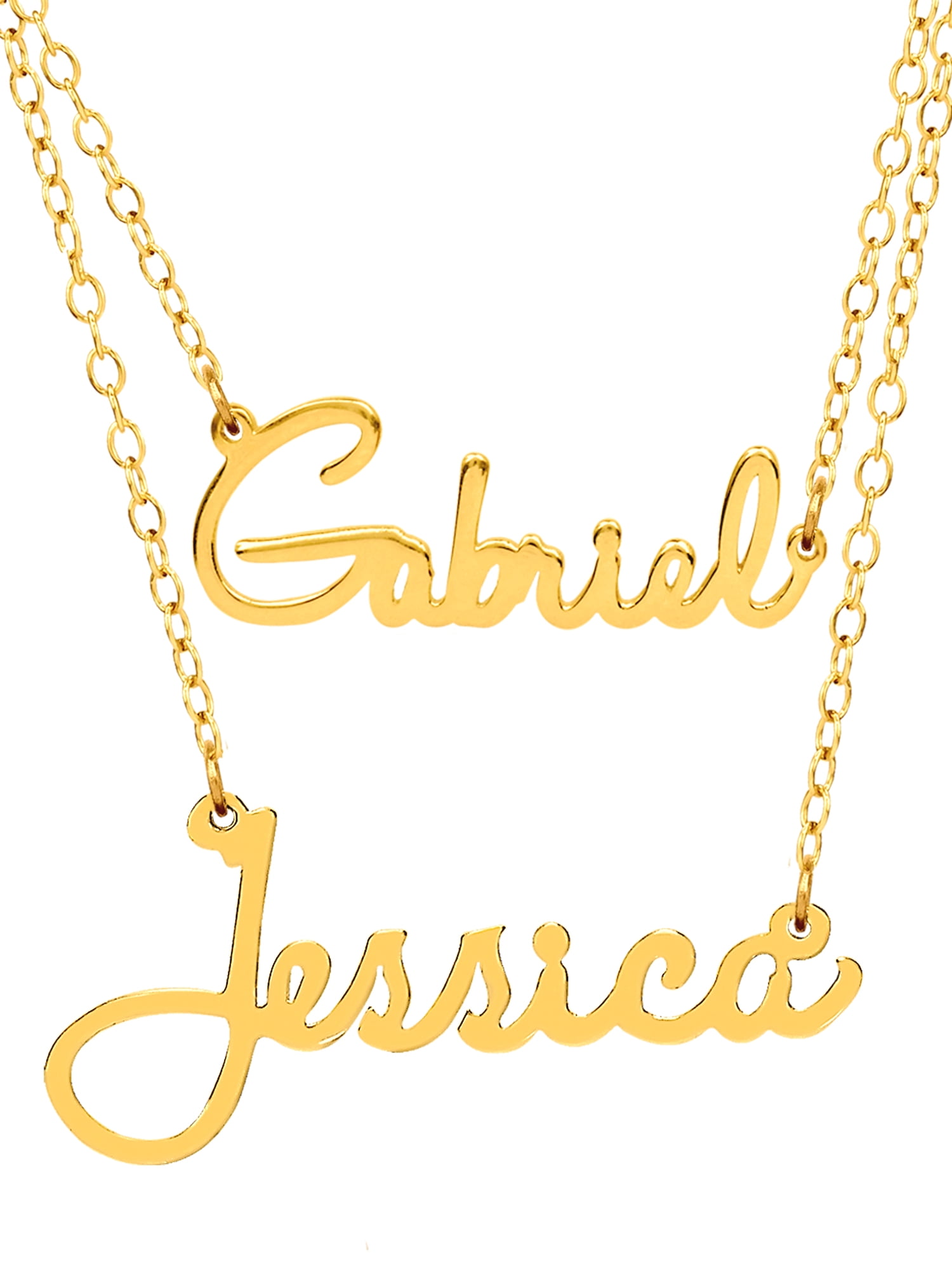 Personalized Two-Name Double Chain Name Necklace - Walmart.com
