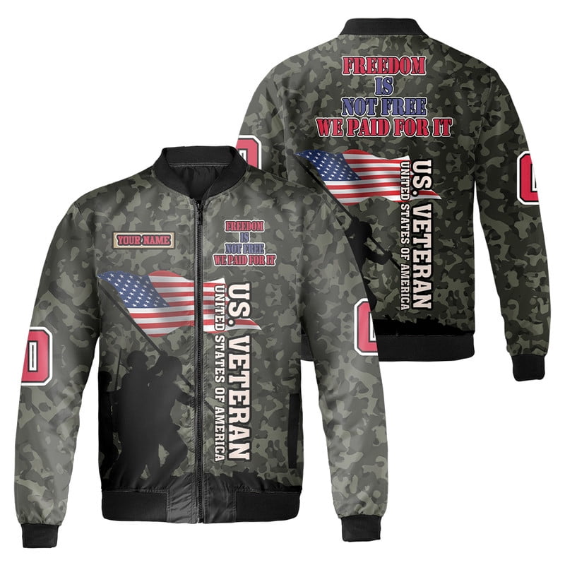 Personalized U.S. Veteran Bomber Jacket – Camo Military Style, American ...
