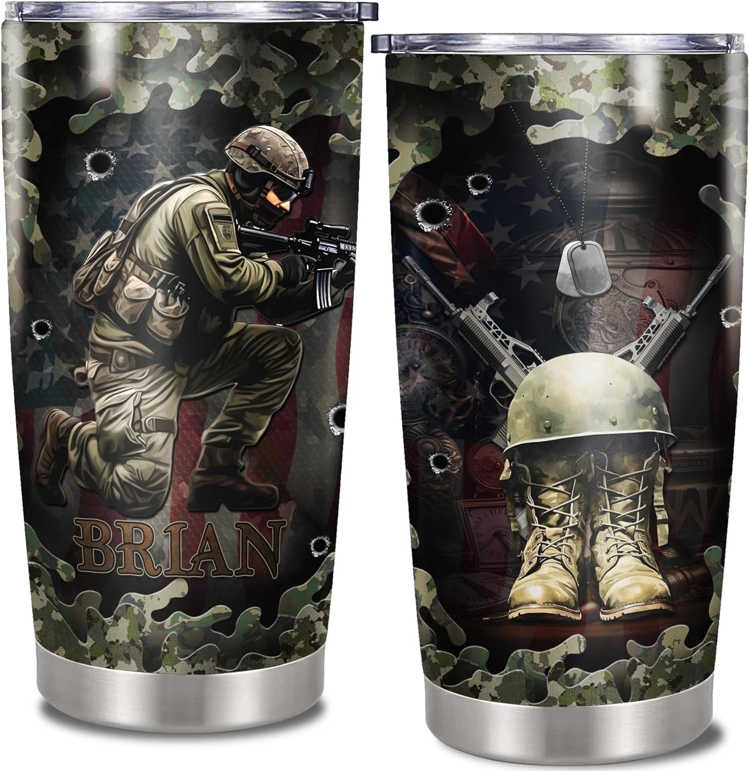 Personalized US Army Tumbler Military Custom Name Insulated Cups 20oz ...