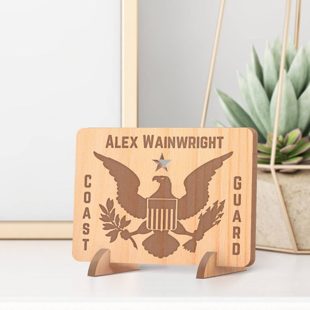 Personalized US Coast Guard Logo Wooden Military Gift Card - Walmart.com