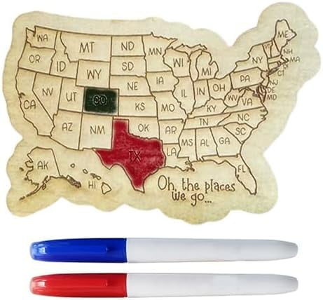 Personalized US Travel Map Fridge Magnet - US States Map Wood Ornament ...