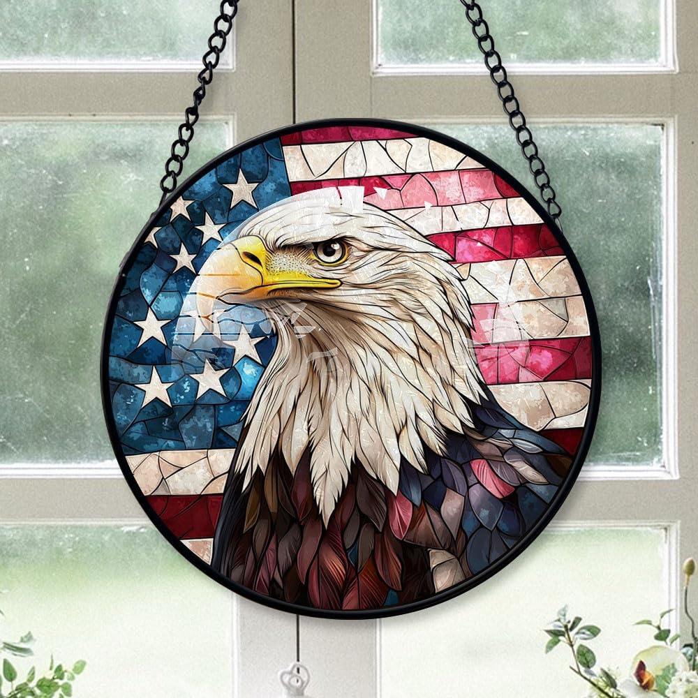 Personalized USA Flag Suncatcher Stained Glass, USA Flag Originally ...