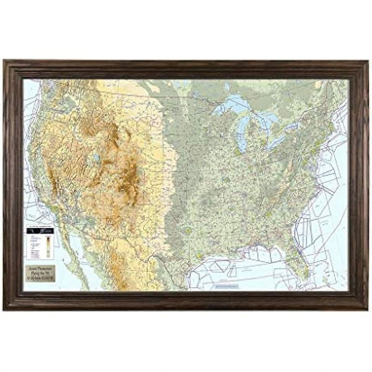 Personalized USA VFR Pinnable Pilot's Map - Solid Wood Brown Frame - 27 ...
