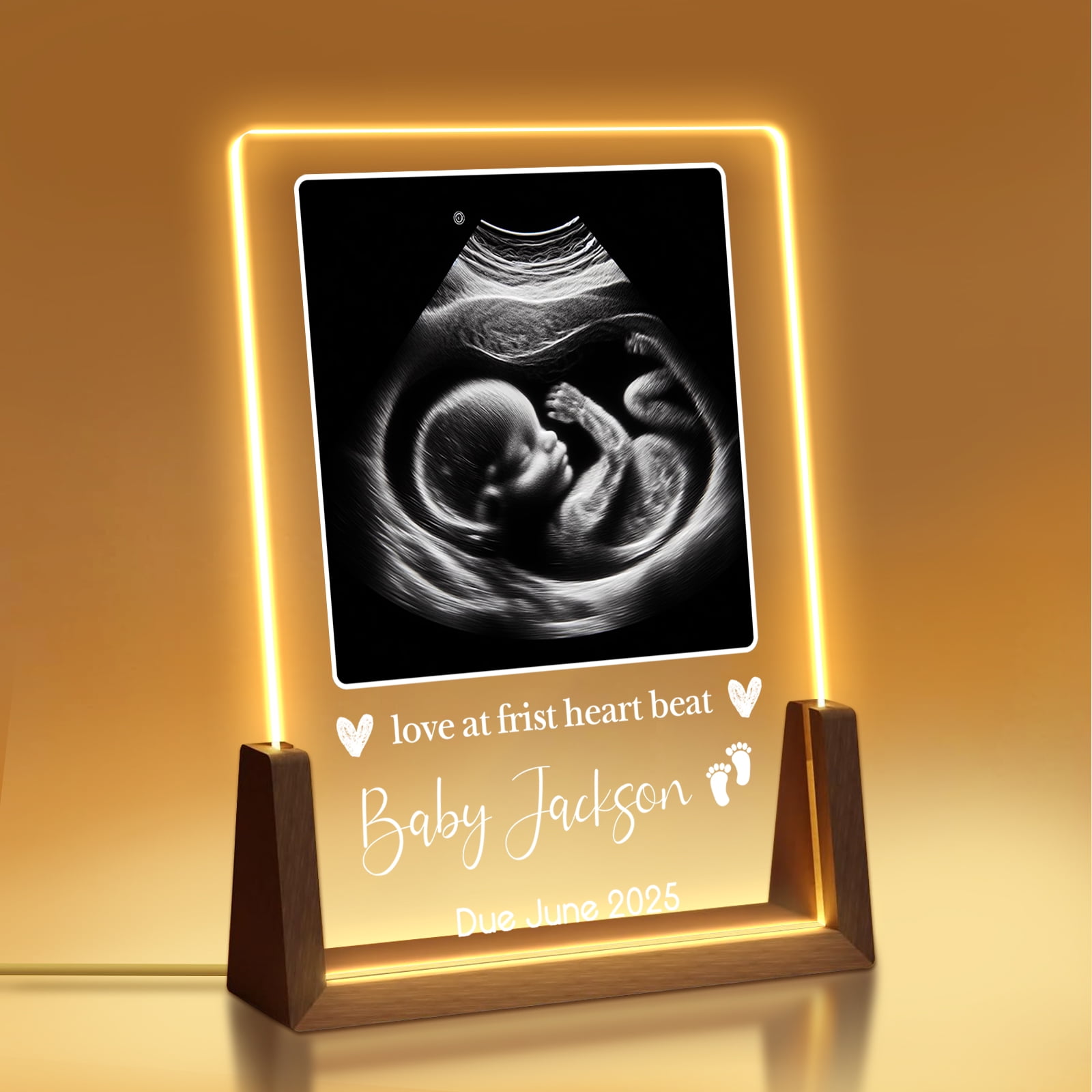 Personalized Ultrasound Picture Frame LED Night Light, Pregnancy Gift ...
