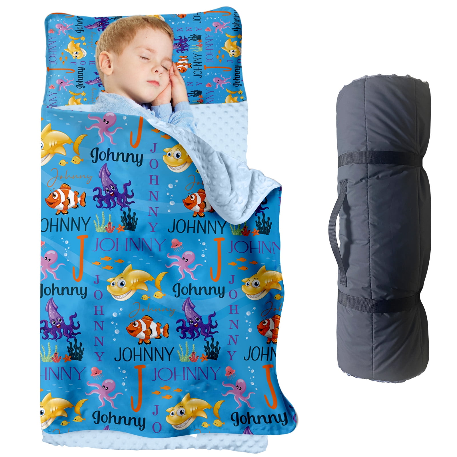 Personalized Underwater Toddler Nap Mat - Custom Name Slumber Bag with ...